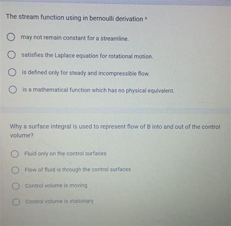 Solved The Stream Function Using In Bernoulli Derivation