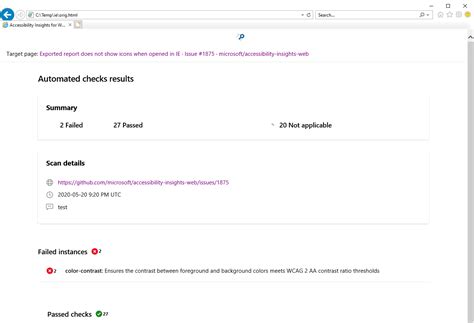 Exported Report Does Not Show Icons When Opened In Ie · Issue 1875 · Microsoftaccessibility