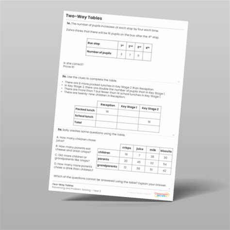 Year 3 Two Way Tables Reasoning And Problem Solving Resource