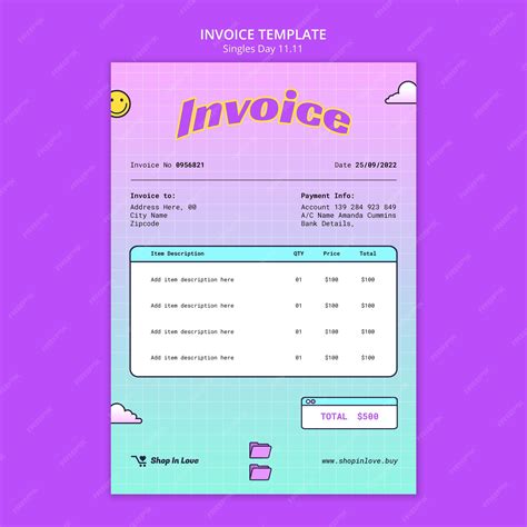 Premium Psd Singles Day Celebration Invoice Template
