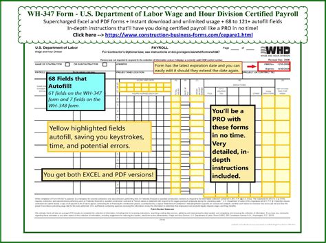 Wh 347 Form And Wh 348 Form With 68 Autofill Fields Excel And Pdf