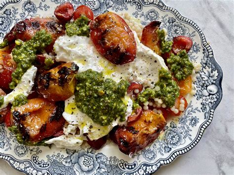 Grilled Peach Israeli Cous Cous And Burrata Salad Outback Barbecues