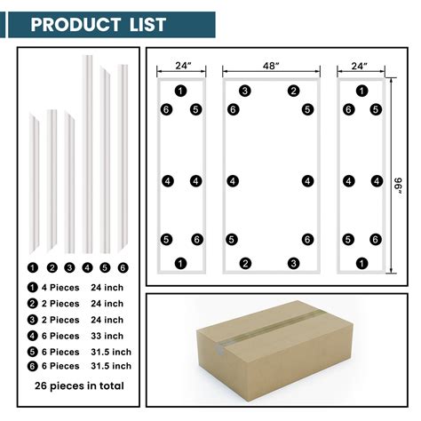 Comforthomi Pre Cut Wall Molding Kit 3 Frame Ps Wainscoting Panel Set