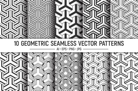 10 Geometric Seamless Vector Patterns Graphic By Avk Graphics