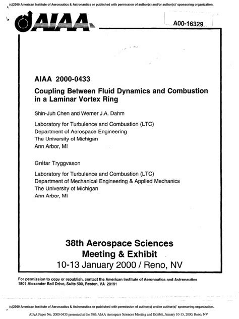Pdf Coupling Between Fluid Dynamics And Combustion In A Laminar Vortex Ring By Shin Juh Chen