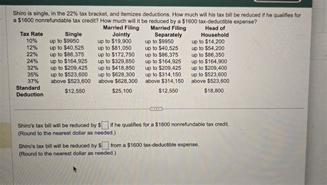 Solved Shiro Is Single In The 22 ﻿tax Bracket And