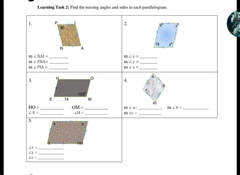 solved learning task 2 find the missing angles and sides in each