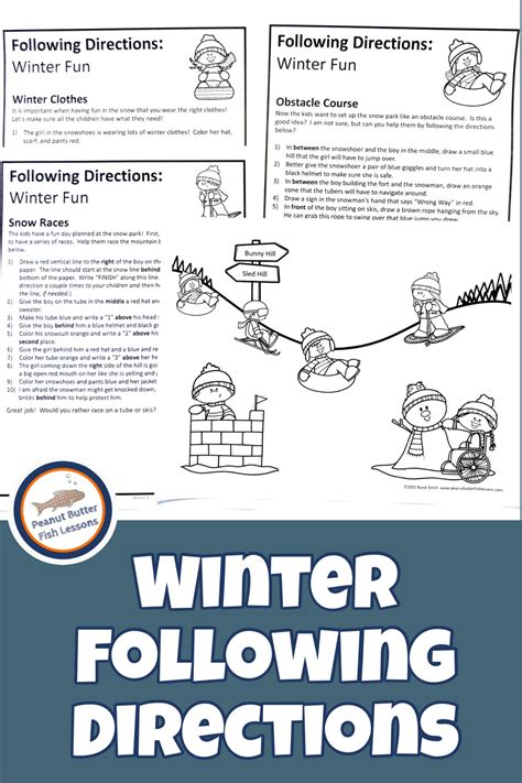 Winter Following Directions Packet Preschool Following Directions