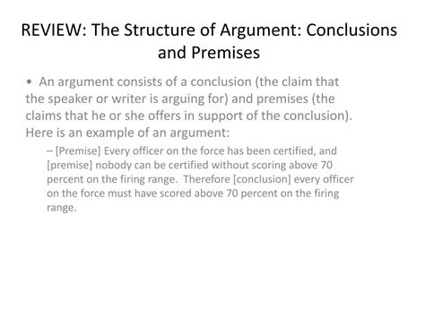 PPT REVIEW The Structure Of Argument Conclusions And Premises PowerPoint Presentation ID