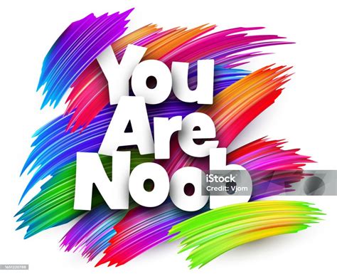 당신은 흰색 위에 다채로운 스펙트럼 페인트 브러시 스트로크가 있는 멍청한 종이 단어 기호입니다 분홍에 대한 스톡 벡터 아트 및 기타 이미지 Istock