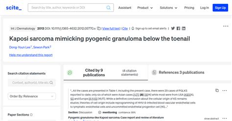 Citation Report Kaposi Sarcoma Mimicking Pyogenic Granuloma Below The