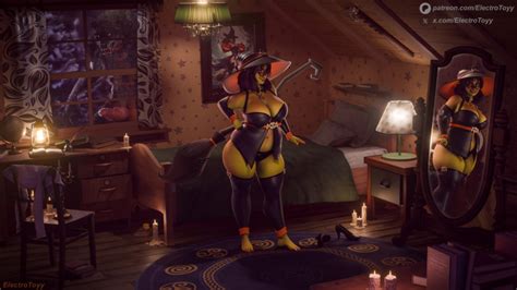 Rule 34 3d 3d Model Clothed Clothed Female Clothing Electrotoyy Green Skin Halloween Imminent