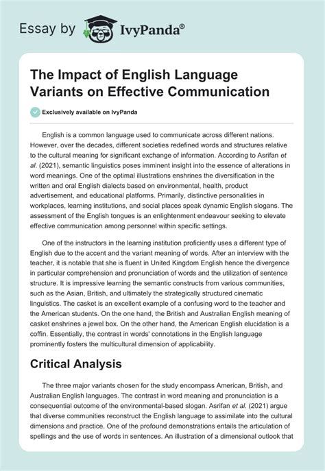 The Impact Of English Language Variants On Effective Communication