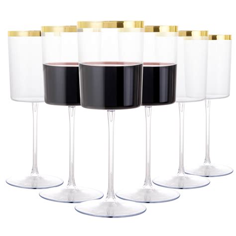 Ciaell 12 Pack Gold Plastic Wine Glasses 14 Oz Plastic Wine Glasses