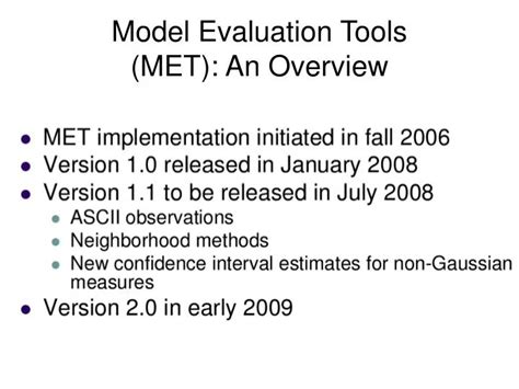 Ppt Model Evaluation Tools Met An Overview Powerpoint Presentation