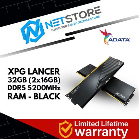 ADATA XPG LANCER 32GB 16GBx2 5200MHz DDR5 RAM BLACK AX5U5200C3816G DCLABK Shopee Malaysia