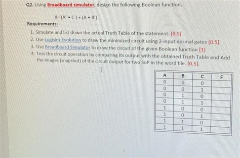 Solved Q2 Using Breadboard Simulator Design The Following