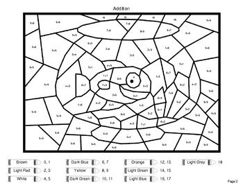 1 Digit Addition Coloring Pages Color By Number By Math Games Hero