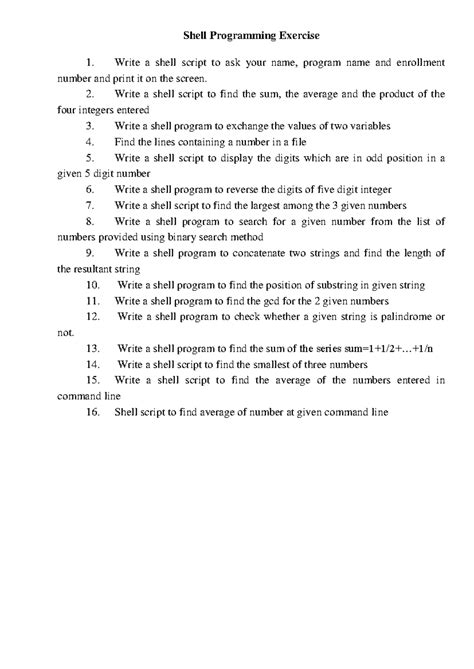 Basic Shell Programming On Linux Exercises Operating System Fpt