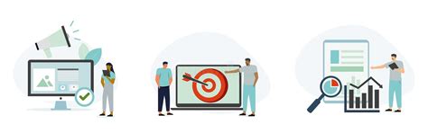 Digital Marketing Illustration Set Characters Promoting Product Stock Illustration