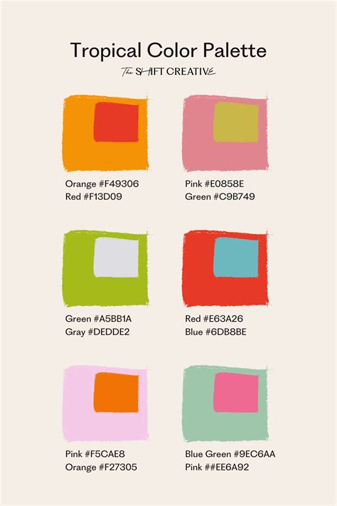 Tropical Color Palette For Summer The Shift Creative Kombo Warna Inspirasi Warna Palet Warna