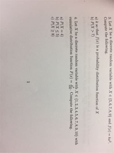 Solved 3 Let X Be A Discrete Random Variable With X E 5
