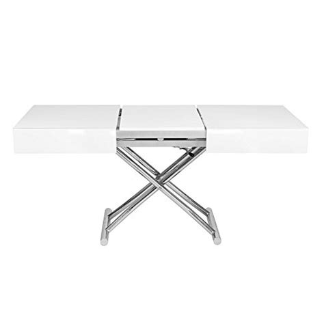Table Basse Relevable Extensible Blanche Laquée Smart