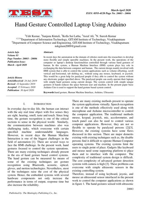 Pdf Hand Gesture Controlled Laptop Using Arduino