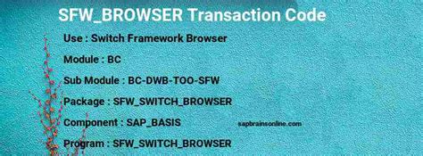 Sfwbrowser Sap Tcode For Switch Framework Browser