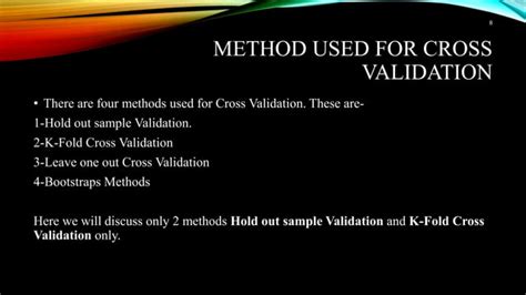 K Folds Cross Validation Method Pptx