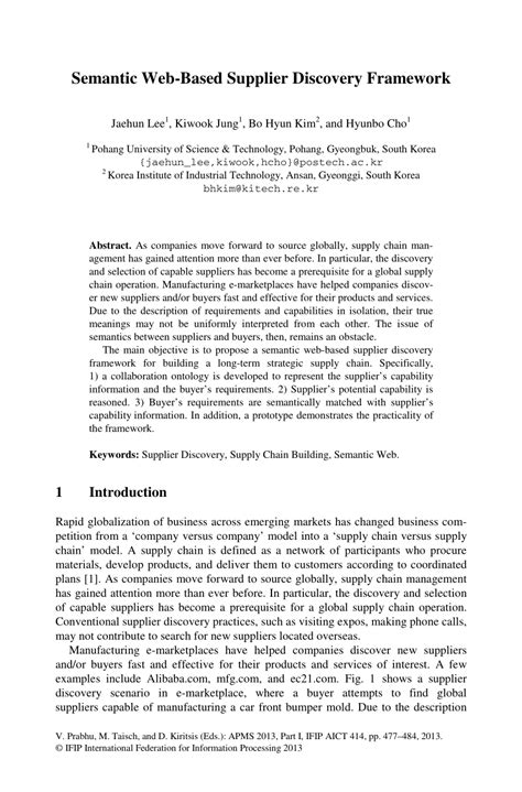 Pdf Semantic Web Based Supplier Discovery Framework