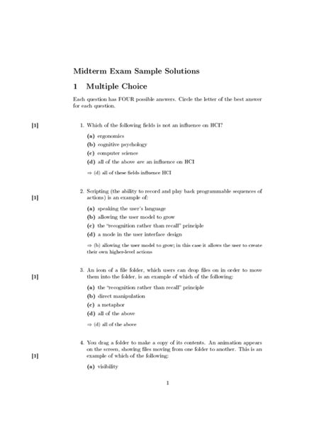 Hci Midterm Exam Sample Solutions