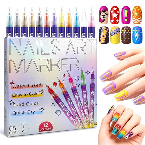 12 Colors Nail Art Pens Set Nail Art Markers Polish Pens
