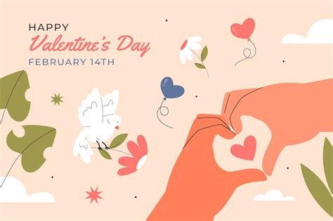 평면 발렌타인 데이 축하 배경 무료 벡터