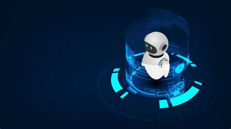 Isometric Robot Bot Operating Virtual Interface Artificial