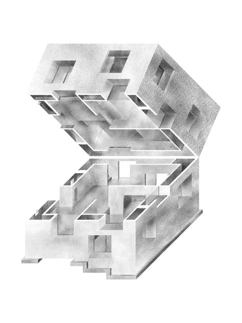 Haris Karajic Casa Poli Axonometric Oblique Projection Drawing