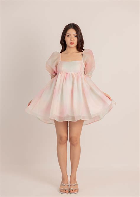 Puffy Nimbus Mini Dress In Rainbow • Dreamscaped