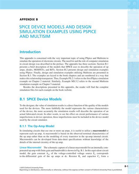 PDF SPICE DEVICE MODELS AND DESIGN SIMULATION EXAMPLES Figure B 2 A Comprehensive Linear