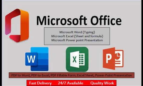 do any type of work project on ms office word excel powerpoint