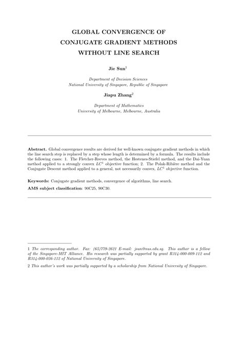 Pdf Global Convergence Of Conjugate Gradient Methods Without Line Search