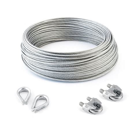 Dq Pp Drahtseil Dq Pp Stahlseil Set 50m 3 5mm 6x7 Klemmen Kauschen