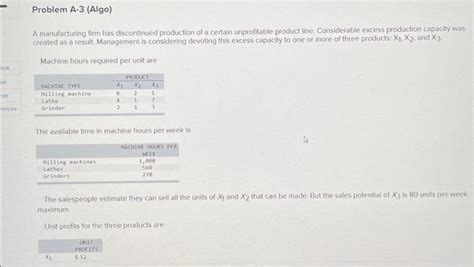 Solved Ook Sk Rint Rences Problem A Algo A Manufacturing Chegg Com