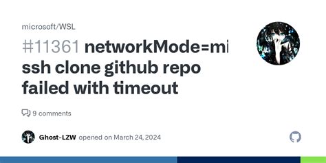 Networkmodemirrored Ssh Clone Github Repo Failed With Timeout · Issue 11361 · Microsoftwsl