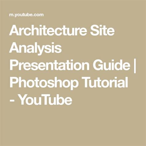 Architecture Site Analysis Presentation Guide Photoshop Tutorial Youtube Photoshop