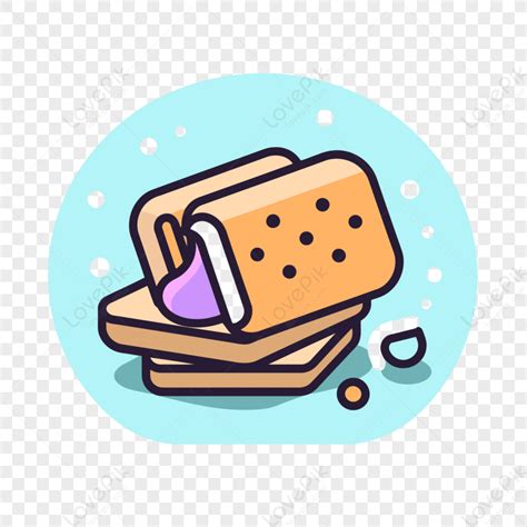 Simple Ngunit Simpleng Ice Cream Sandwich Sa Isang Asul Na Background Vectorasul Na Cream