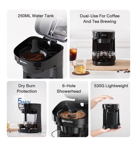 Simplus Coffee Maker Drip Filter Coffee Machine Dual Cups Compact Body Coffee Maker Coffee