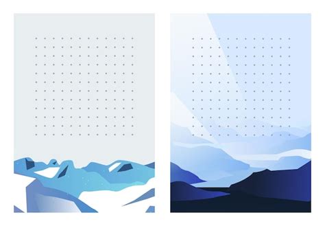 그래프 용지 인쇄 가능한 점선 그리드 용지 배경에 산 풍경 프리미엄 벡터