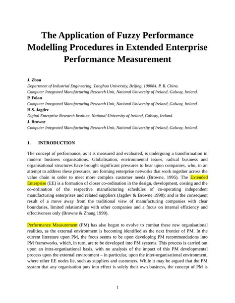 Pdf The Application Of Fuzzy Performance Modelling Procedures In Extended Enterprise