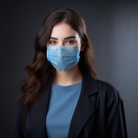 Premium Ai Image A Woman Wearing A Surgical Mask On A Dark Background