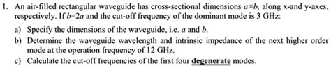 Solved 1 An Air Filled Rectangular Waveguide Has Cross Sectional Dimensions A B Along X And Y